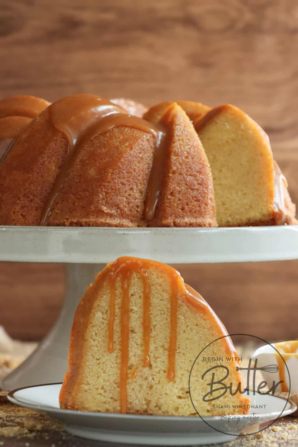 Brown Butter Kentucky Bourbon Cake with Salted Caramel | Begin with Butter